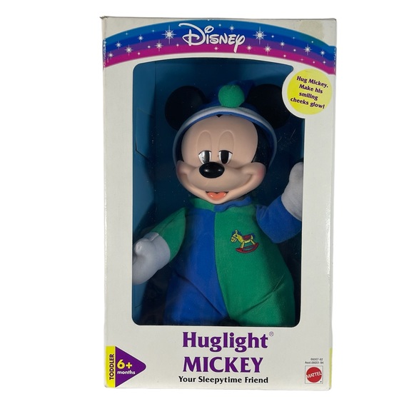 Mattel | Other | Vintage Huglight Mickey Sleepytime Friend Glow Plush ...